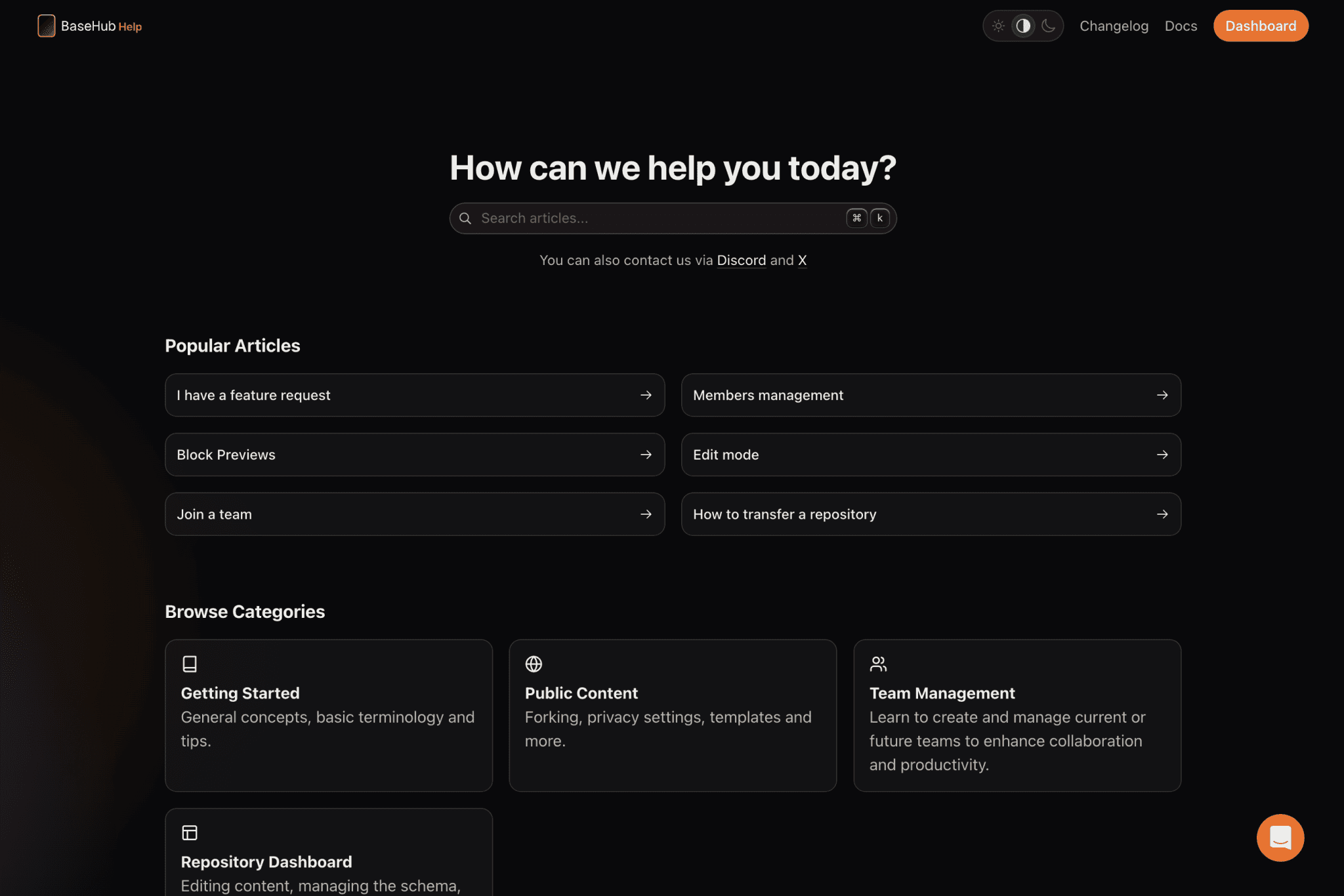 Templates & Examples / Help Center Template — BaseHub Docs